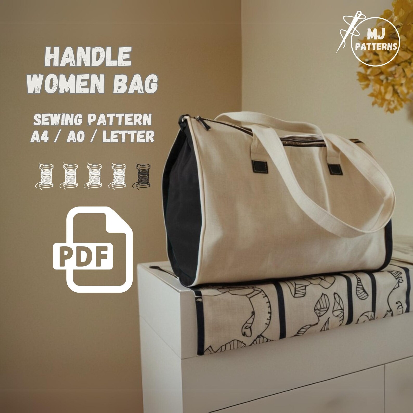 Tote Bag Sewing Pattern PDF - DIY Bag Template for Handle Women Bag ...
