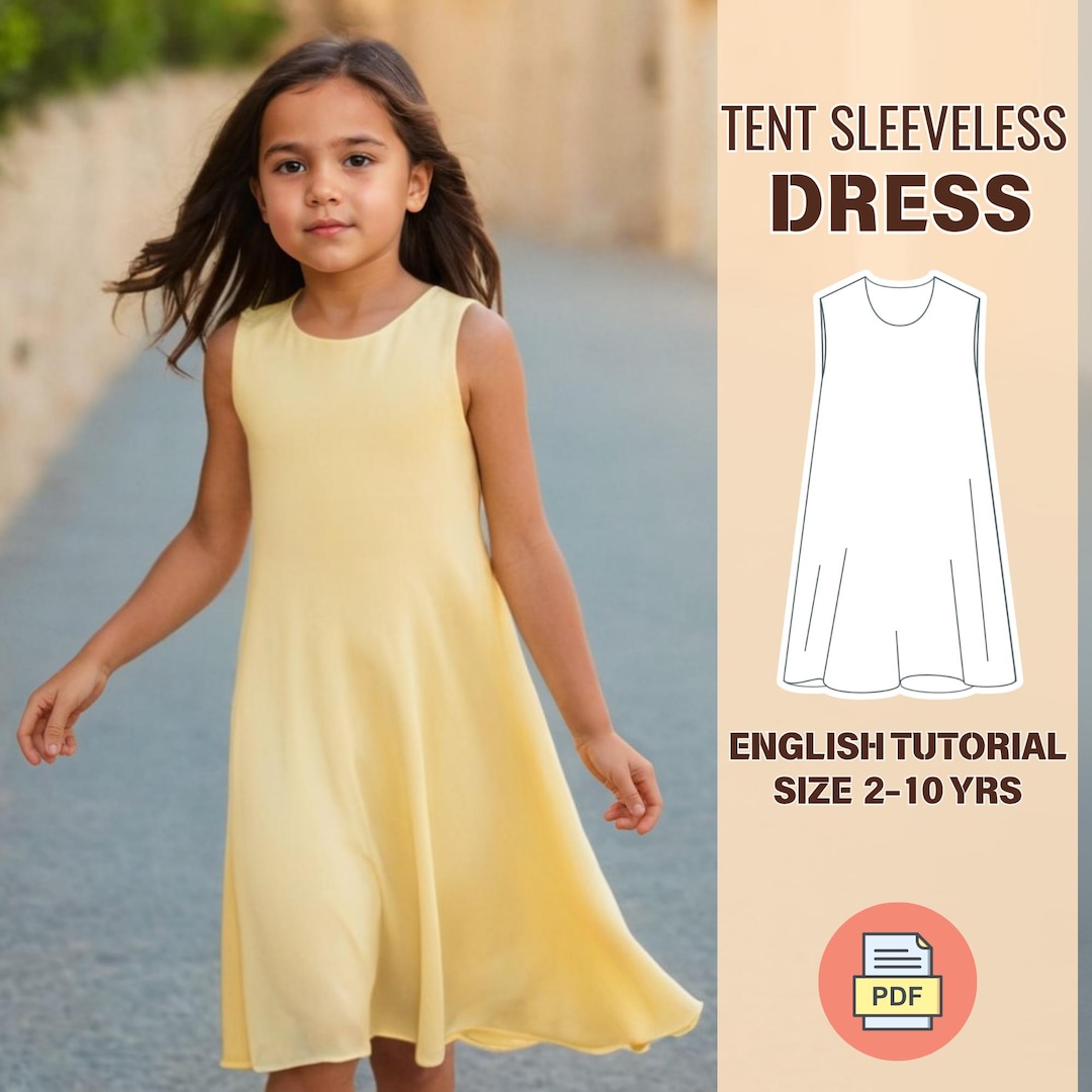 Girls Dress Sewing Pattern - Sleeveless Tent Dress - Summer Dress PDF ...