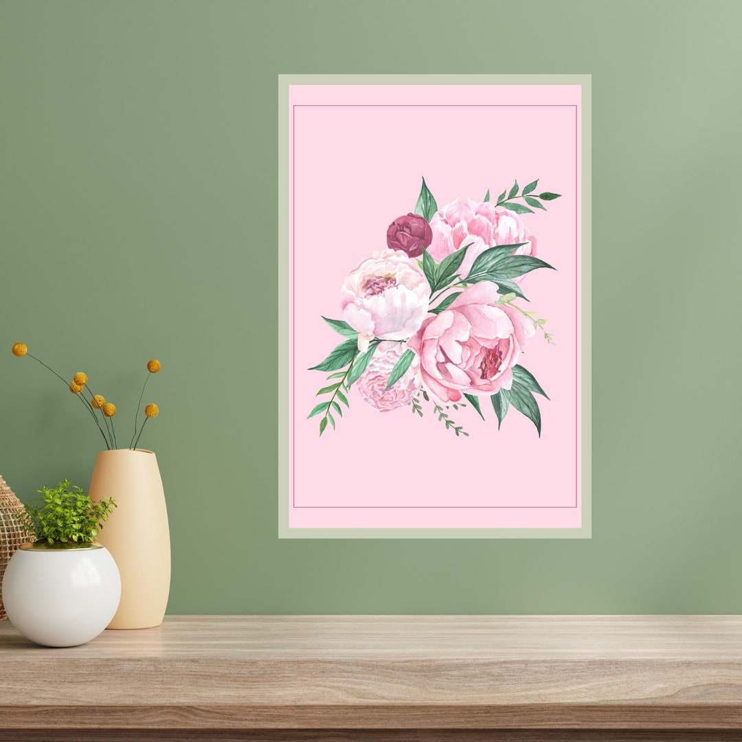 Pink Peony Print Digital Printable A4 Wall Art - Etsy