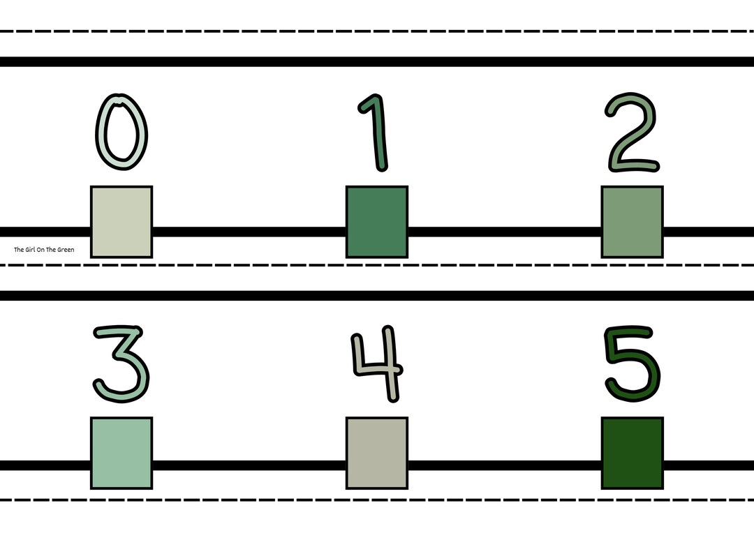 Shades of Green Number Line Numbers to 100 Printable - Etsy