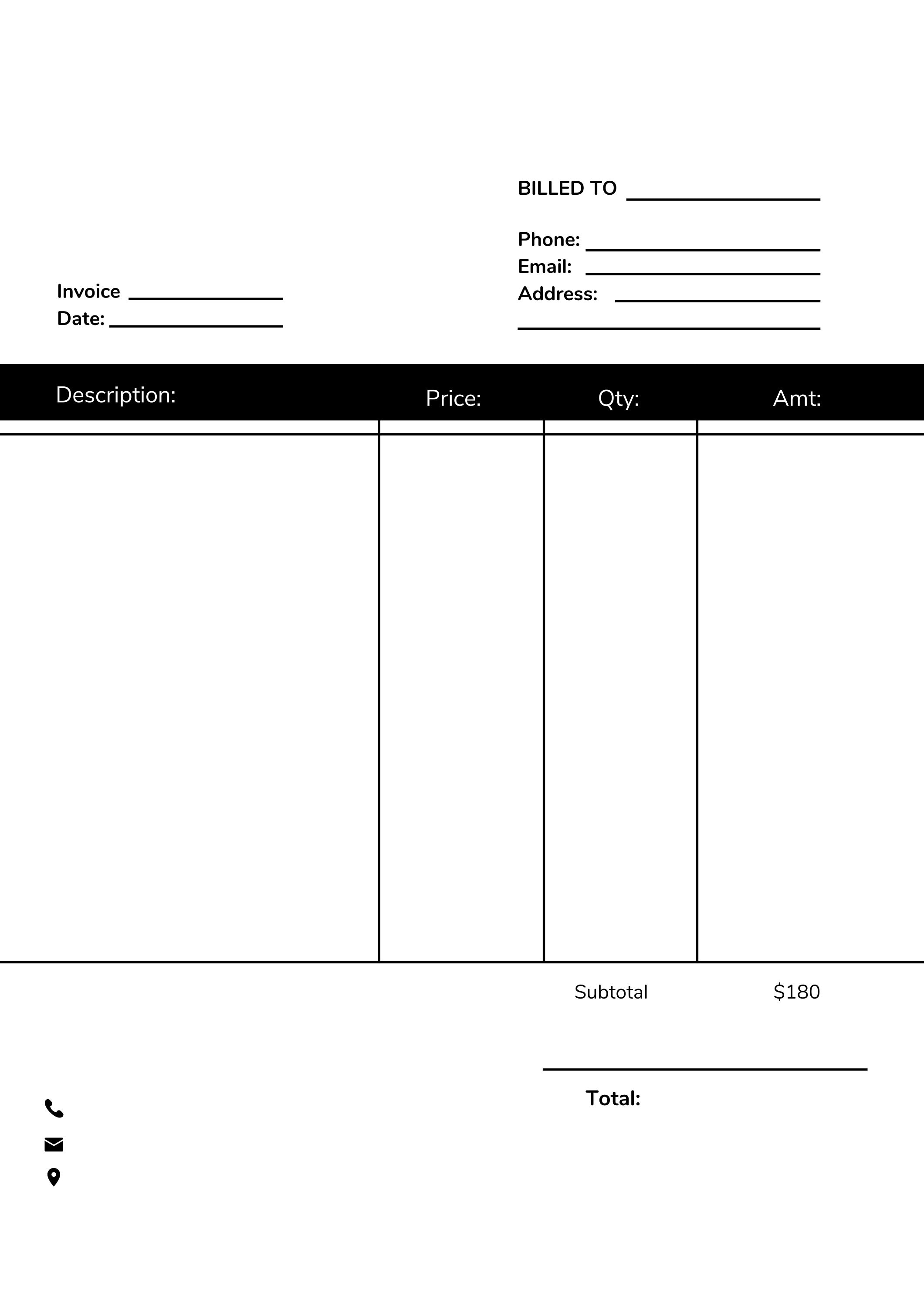 Black and White Invoice Template Professional - Etsy