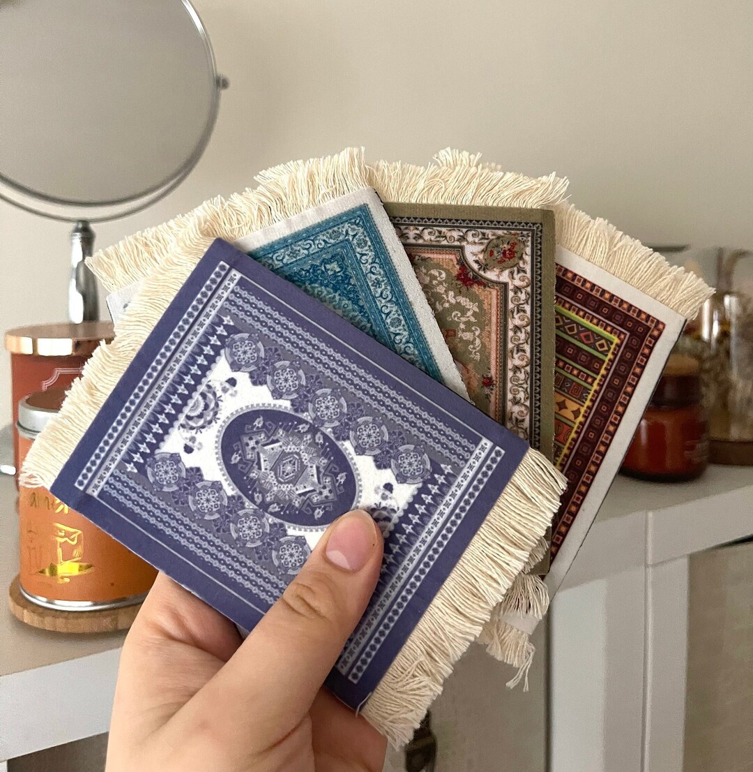 Mini Turkish Rug Coasters: Boho Coffee Table Decor, Set of 3 - Etsy