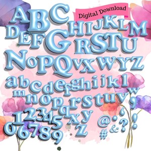 3D Bubble Alphabet PNG Digital Download, 3D Bubble Letter, Blue Bubble ...