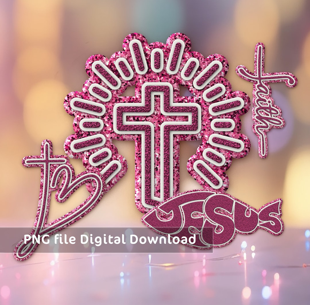 Christian Cross Faux Embroidery Chenille 4x Designs Glitter PNG ...