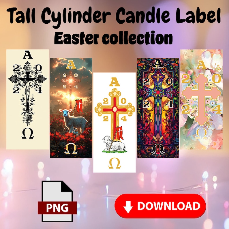 Easter Paschal Tall Cylinder Candle Labels, Printable Stickers for ...