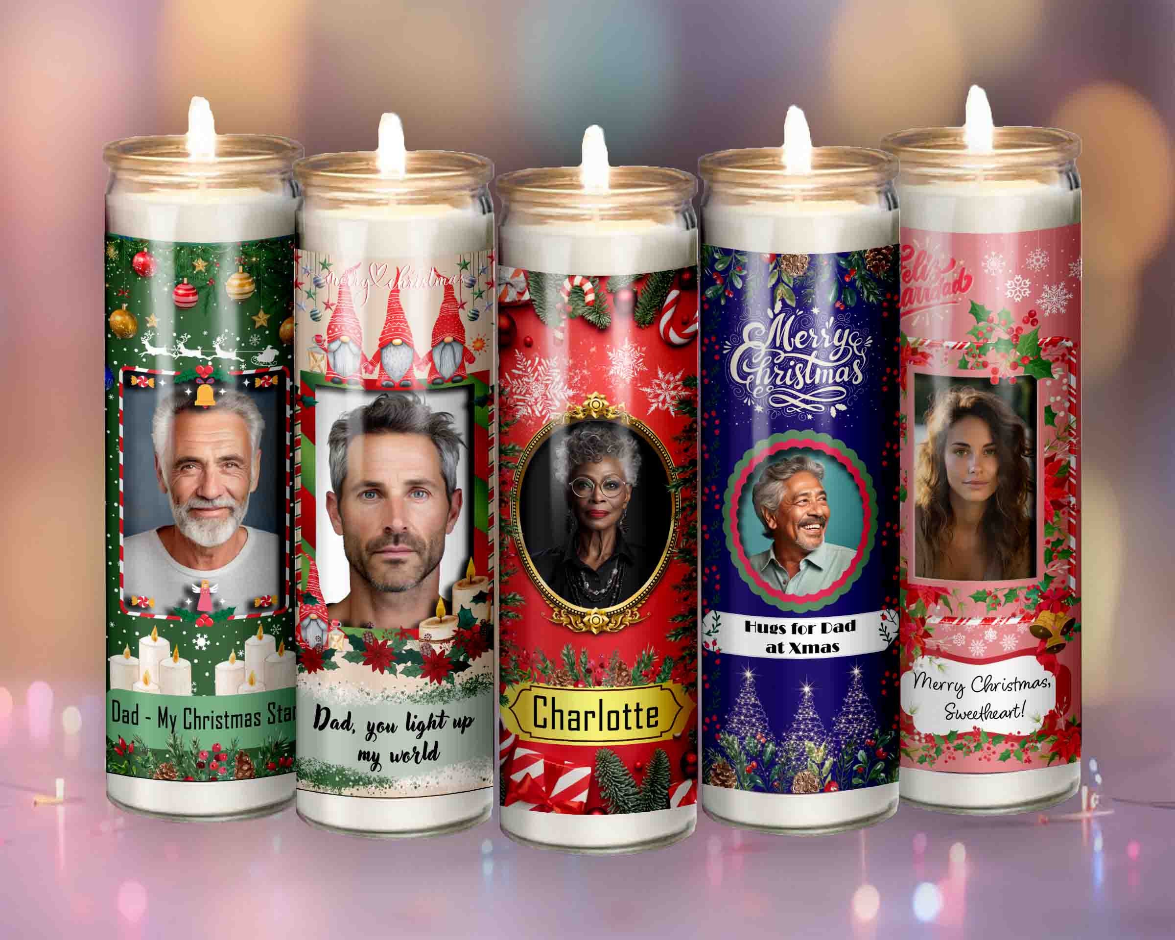 Tall Cylinder Candle Labels for Christmas, Printable Stickers - Etsy