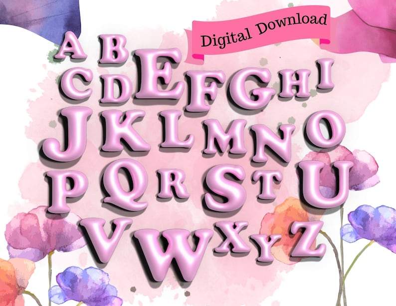 3D Bubble Alphabet PNG Digital Download 3D Bubble Letter - Etsy