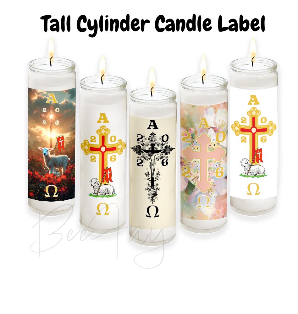 Easter Paschal Tall Cylinder Candle Labels 2026, Printable Stickers for ...