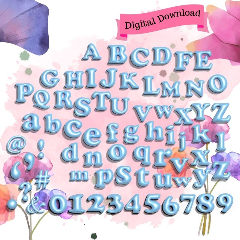 3D Bubble Alphabet PNG Digital Download, 3D Bubble Letter, Blue Bubble ...
