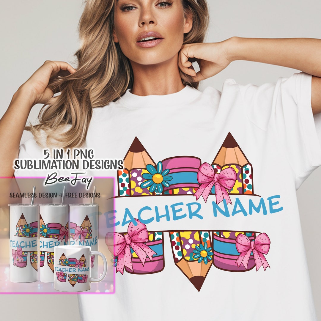 Retro Teacher Coquette Bow Pencil PNG Daisy Flower Teacher Back to ...