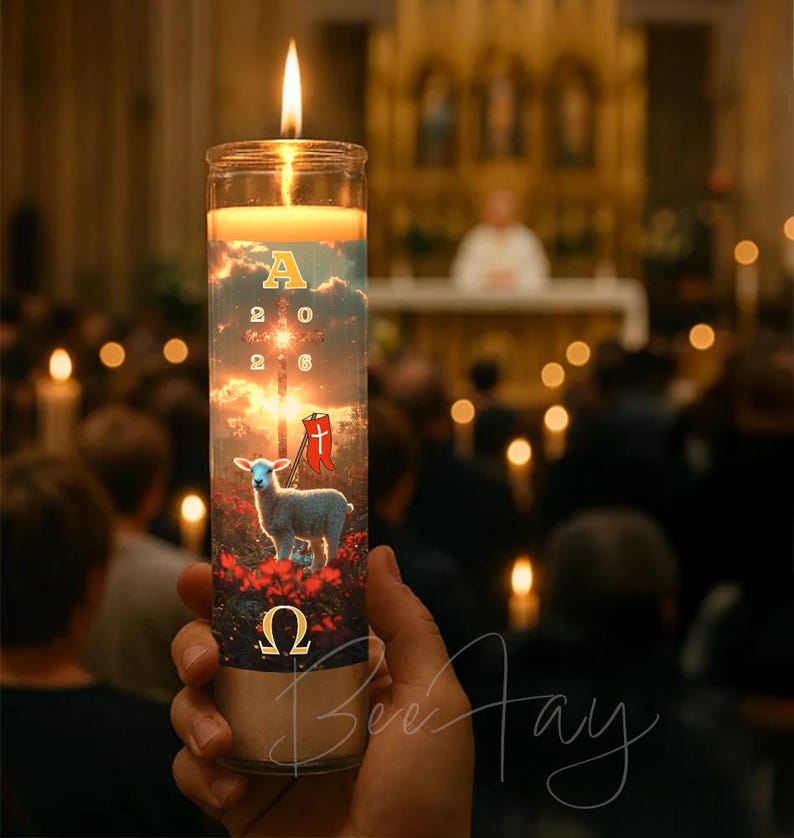 Easter Paschal Tall Cylinder Candle Labels 2026, Printable Stickers for ...