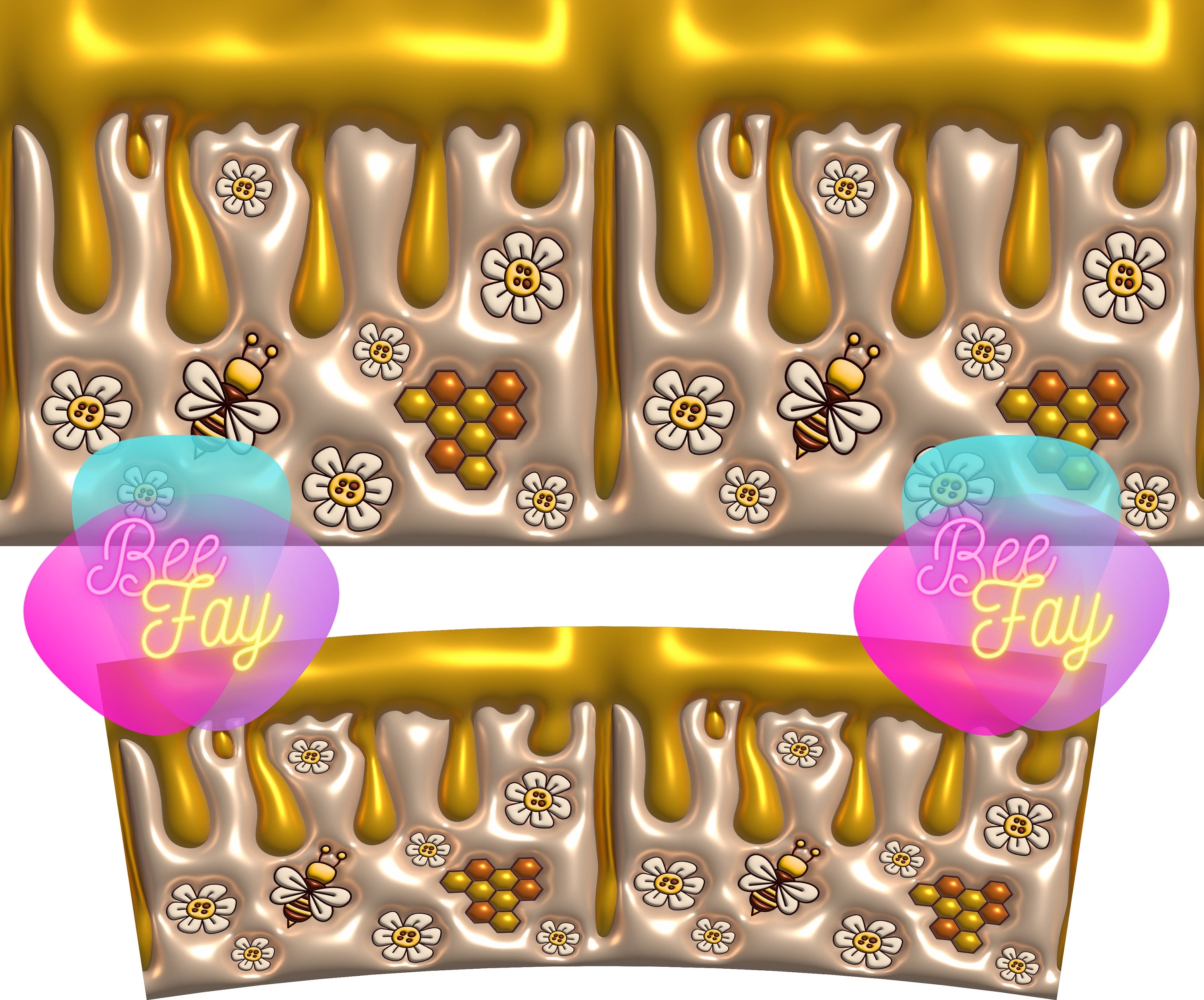 3D Puff Bee Liquid Honey, Puffy 40 Oz Quencher Tumbler Wrap/png Tumbler ...