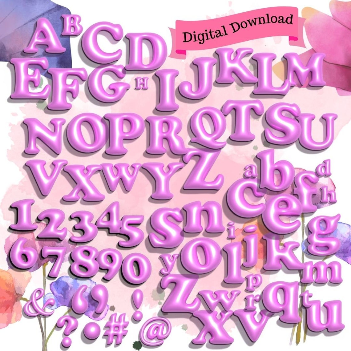 3D Bubble Alphabet PNG Digital Download, 3D Bubble Letter, Pink Bubble ...