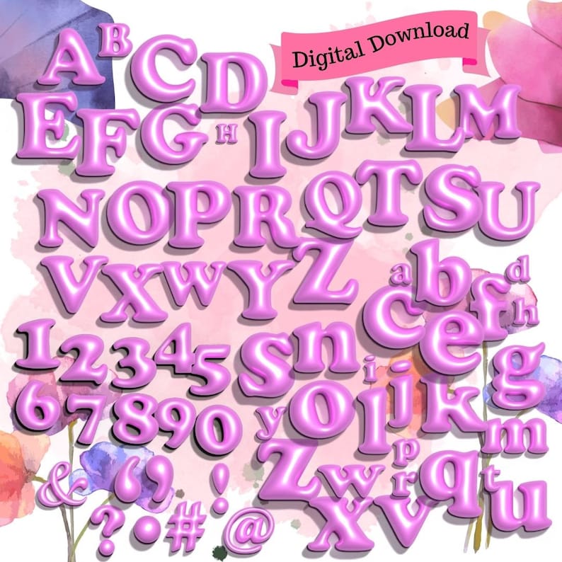 3D Bubble Alphabet PNG Digital Download, 3D Bubble Letter, Pink Bubble ...
