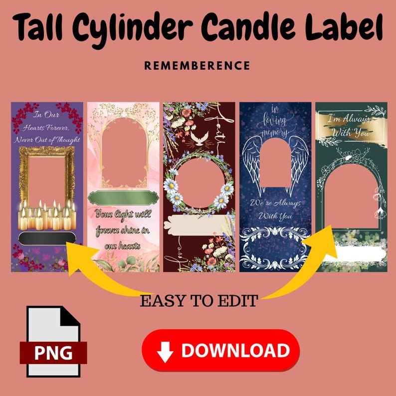 Tall Cylinder Remembrance Candle Labels, Printable Stickers for Prayer ...