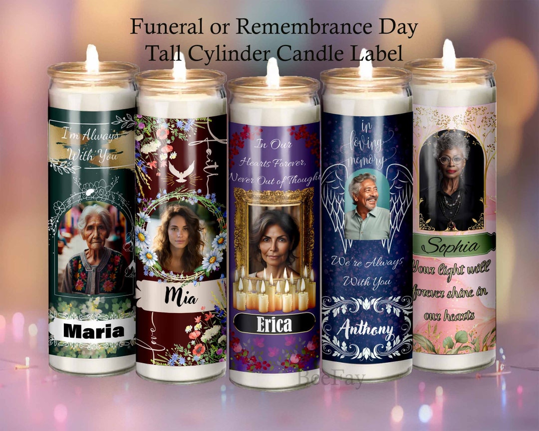 Tall Cylinder Remembrance Candle Labels, Printable Stickers for Prayer ...