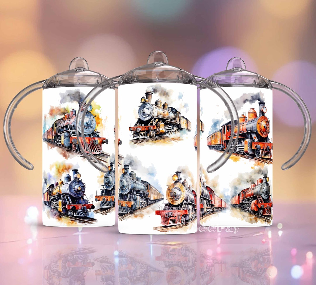 Locomotive Train 12 Oz Sippy Cup Tumbler Wrap/ PNG Sublimation Designs ...