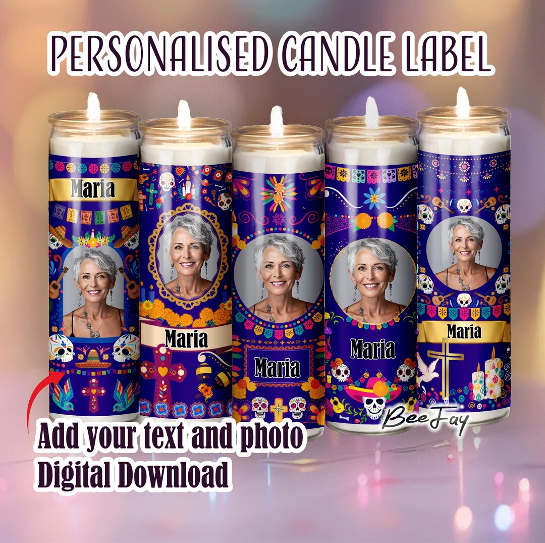 Tall Cylinder Candle Labels, Printable Stickers, Dias De Los Muertos - Etsy
