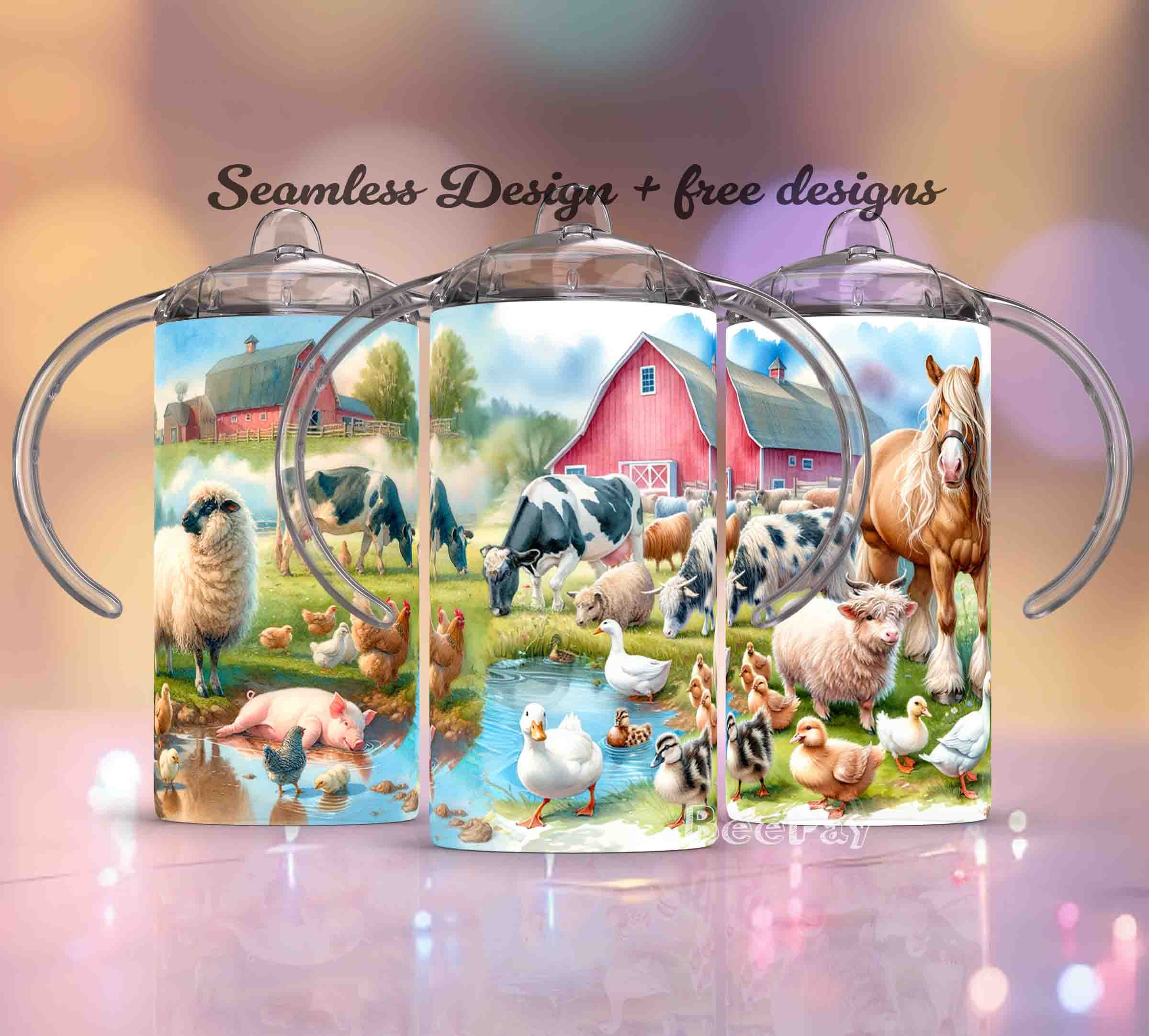 Farm Animals, Farm House 12 Oz Sippy Cup Tumbler Wrap/ PNG Sublimation ...