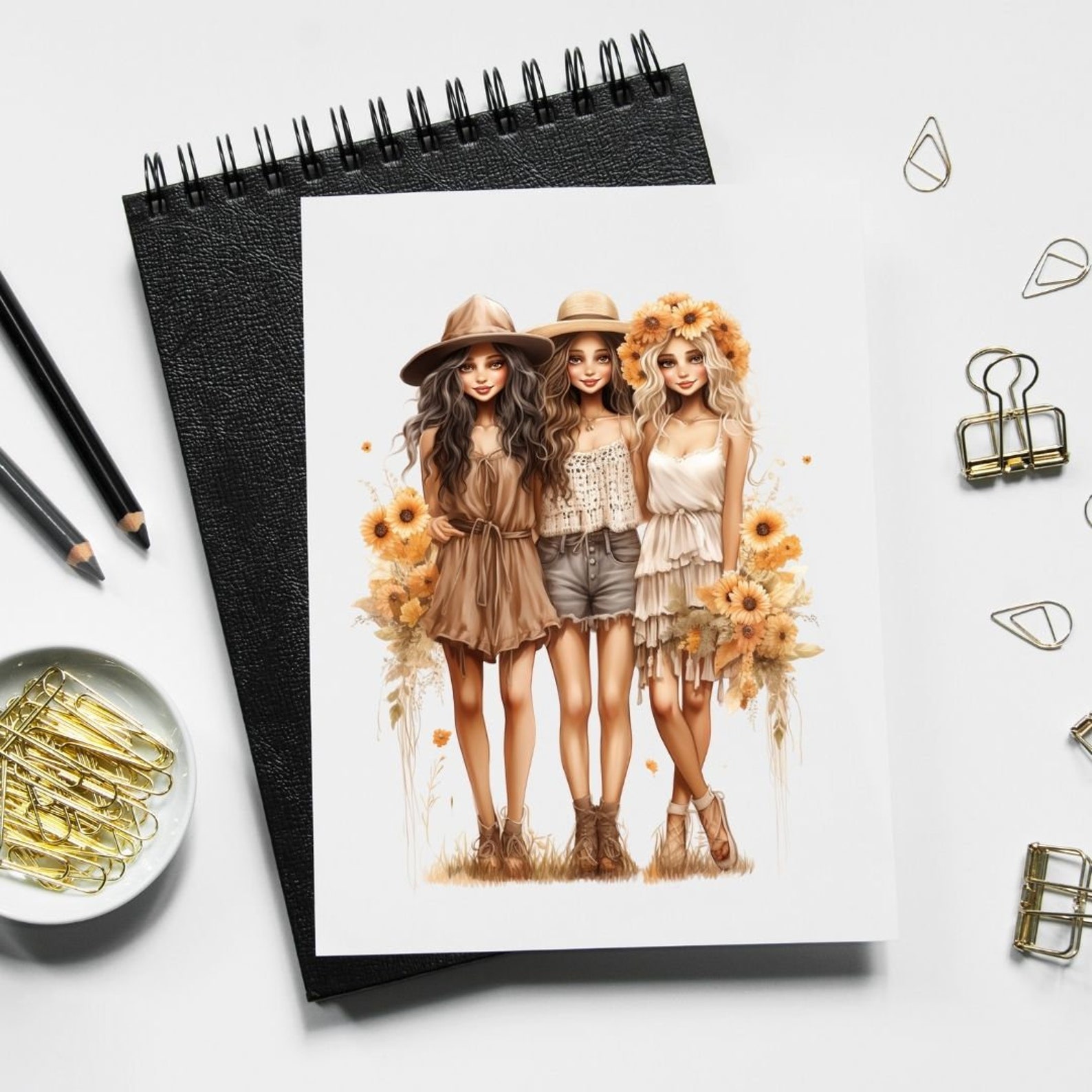 Boho Friends Clipart, Sisters PNG, Girlfriends Clipart, Best Friends ...