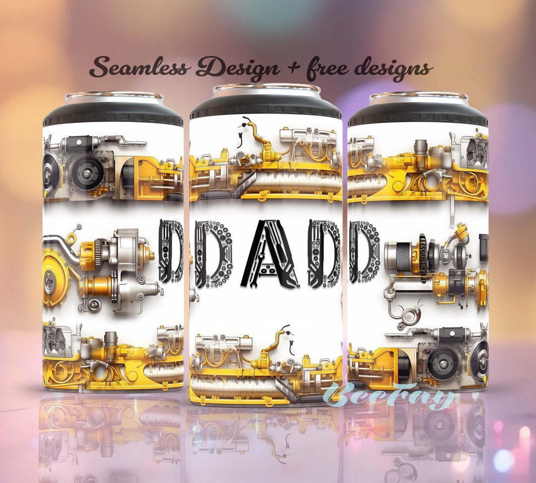 Dad Engine Machine 4-in-1 Can Cooler Sublimation Tumbler Wrap, PNG ...