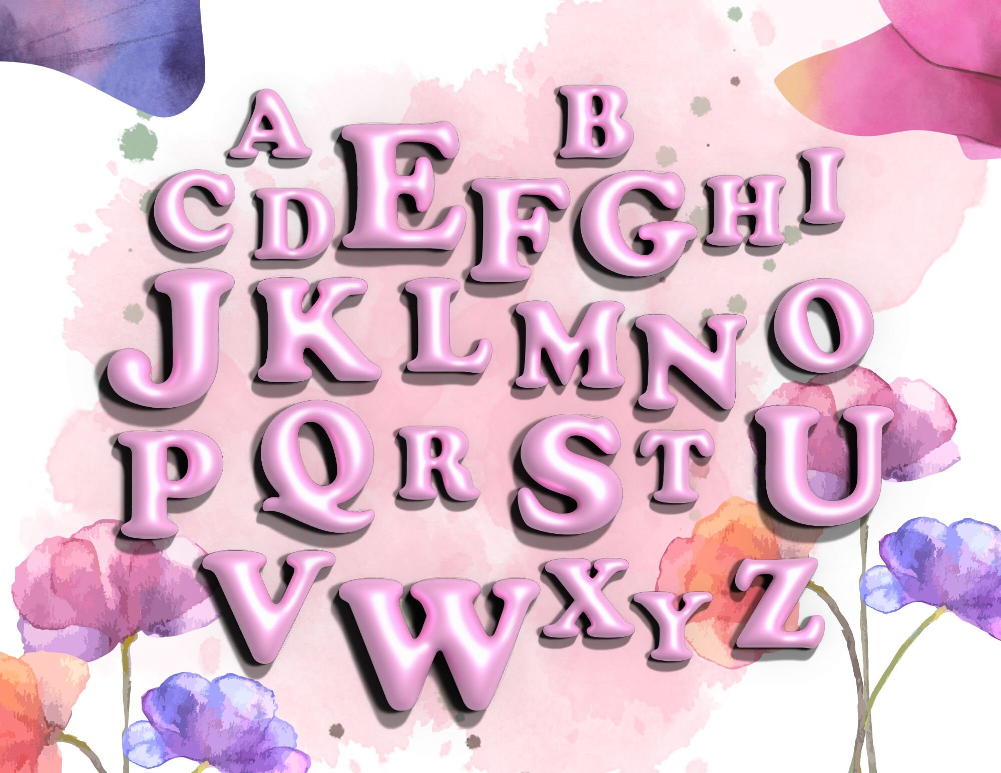3D Bubble Alphabet PNG Digital Download, 3D Bubble Letter, Pink Bubble ...