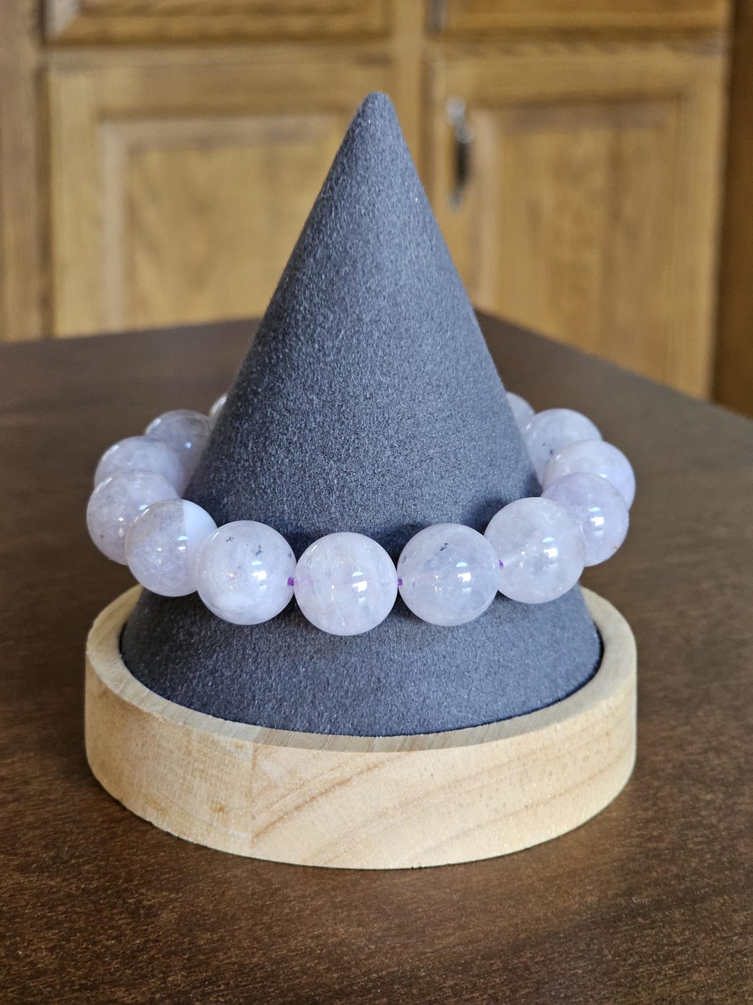 14mm Light Purple Jade Crystal Beaded Bracelet - 7.5" - Etsy