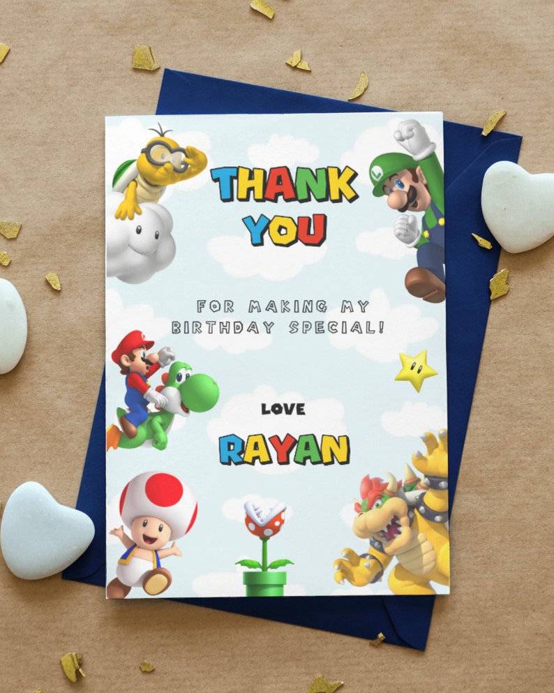 Thank You Card - Super Mario - Etsy