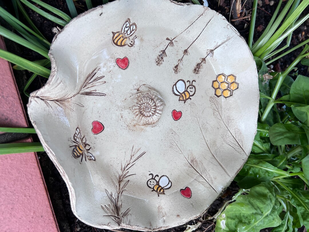 Insect Drinking Trough, Bird Bath, Birdbath, Ceramic Pottery, Bee ...