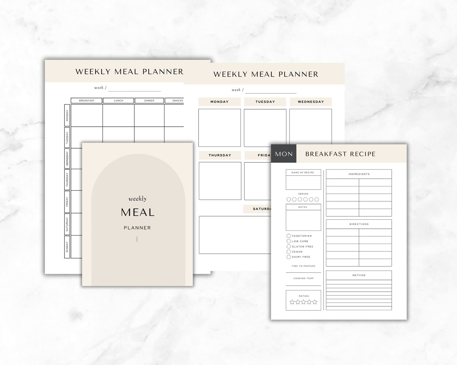 EDITABLE Weekly Meal Planner Printable - Etsy