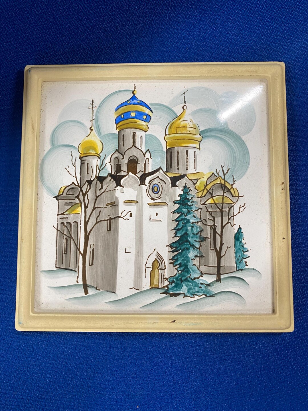 Hand Painted Framed Russian Wall Tile. - Etsy