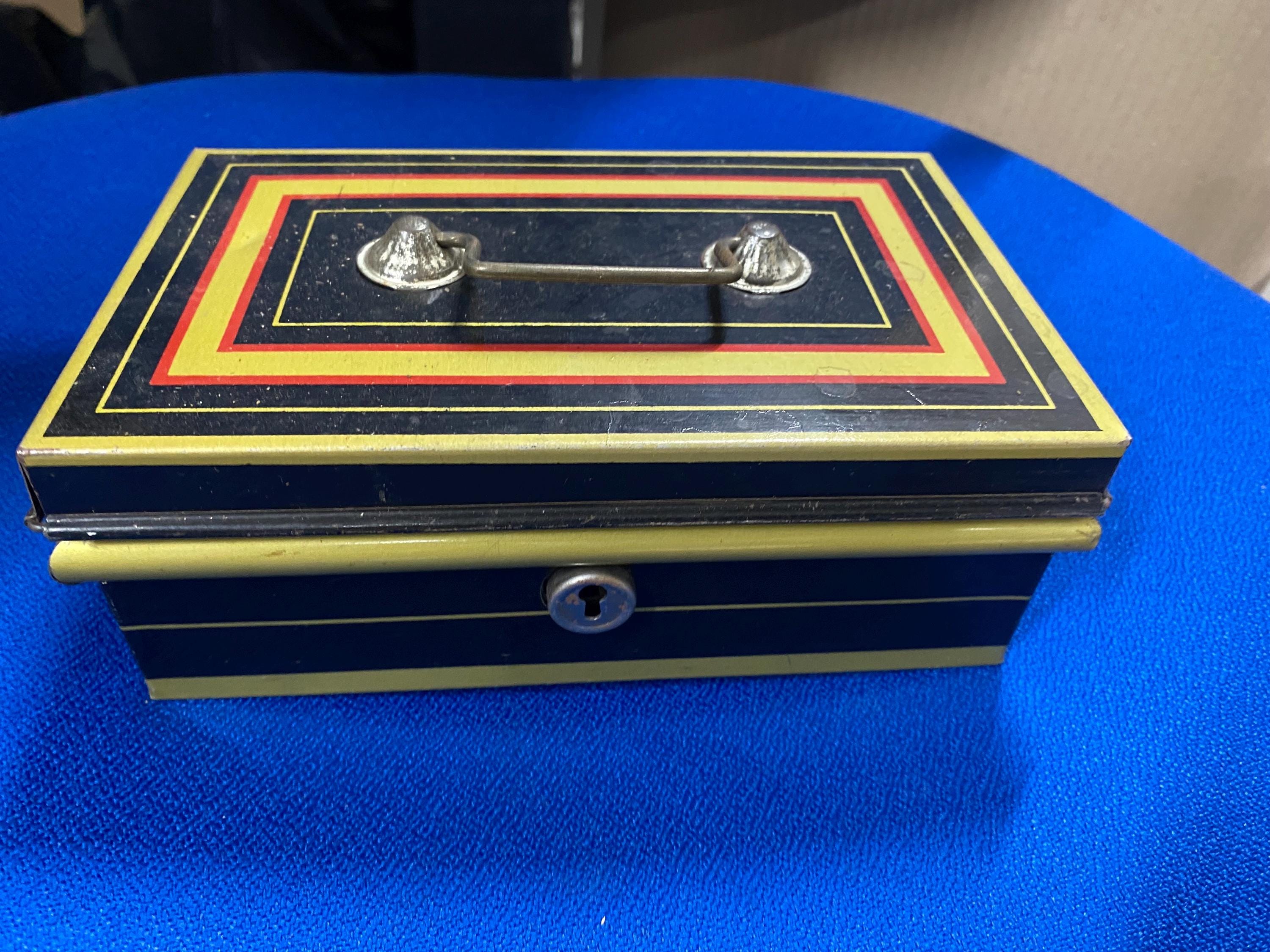 Vintage Chad Valley Tinplate Money Box ,metal Tin Empty Rectangle Black ...