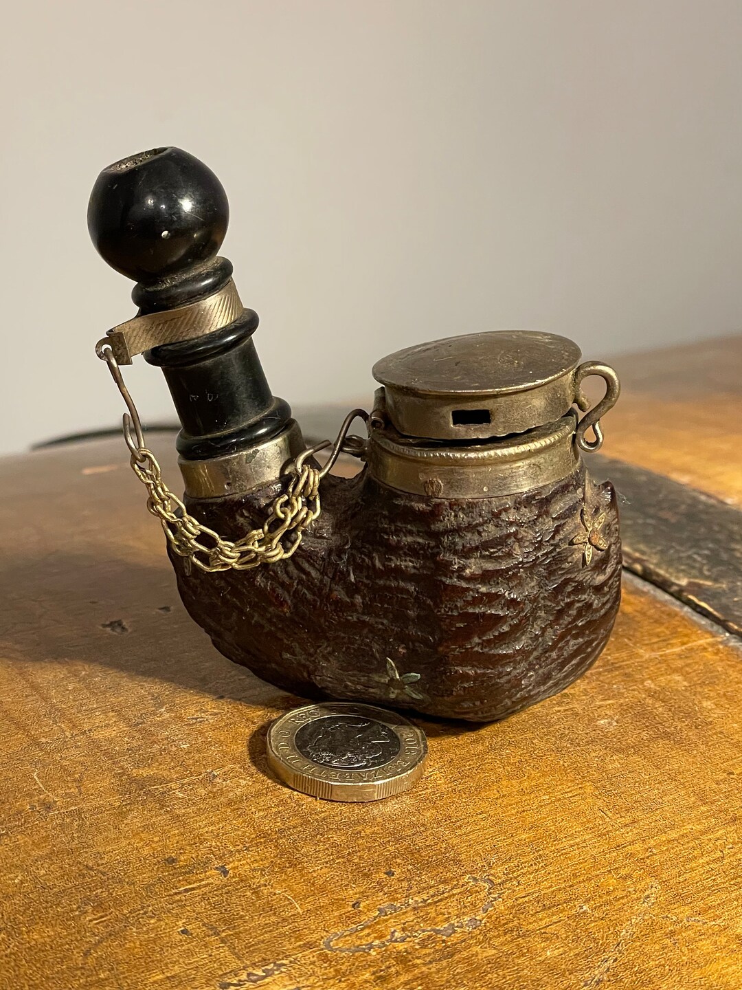 Antique Briar Wood Sitter Pipe With Bakelite Stem Metal Lid - Etsy