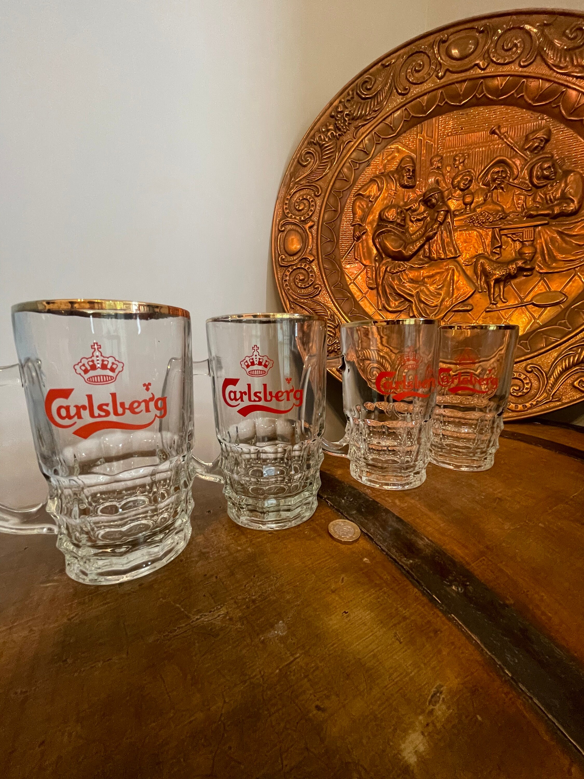 Vintage 1960's Carlsberg Beer Red Crown Logo Mug / Glass W/ Gold Rim X ...