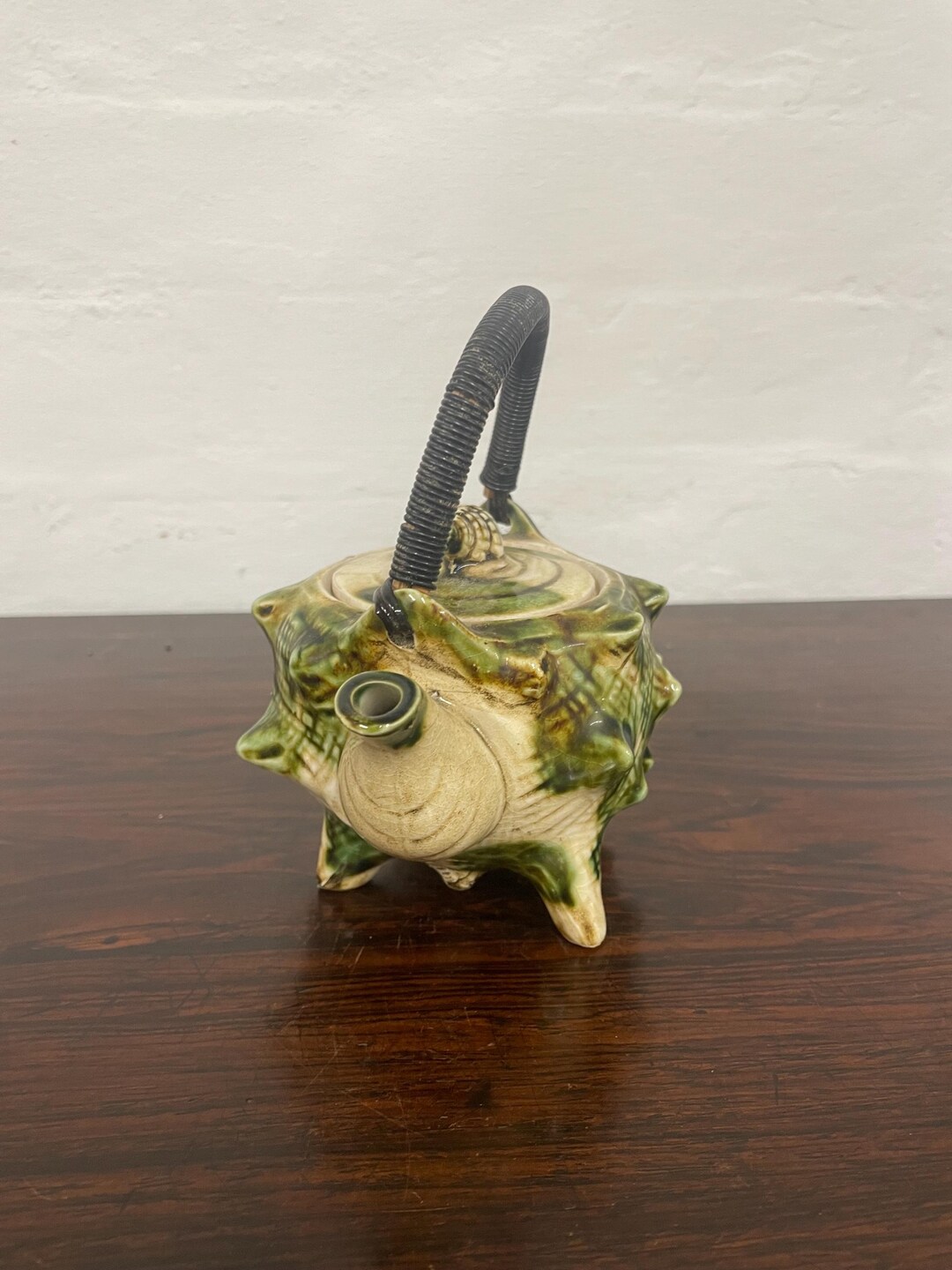 1950s Vintage Japanese Majolica Style Teapot in the Shape of a Conch ...