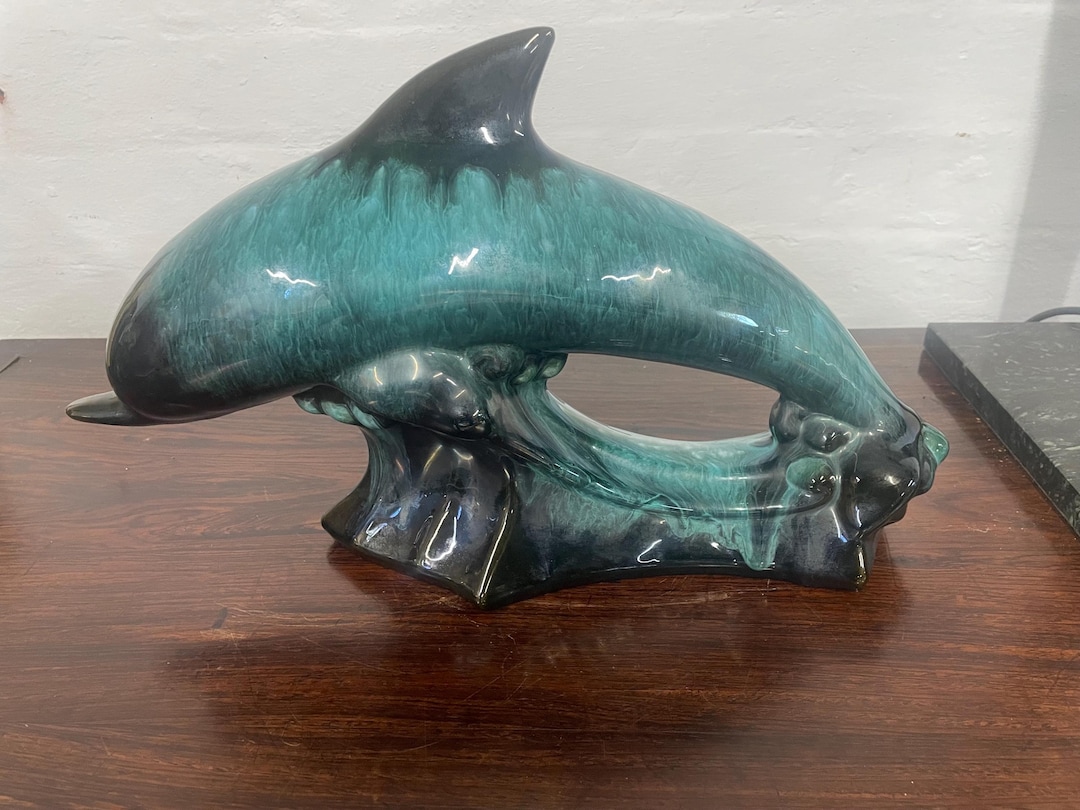 Large Blue Mountain Pottery Dolphin - Etsy