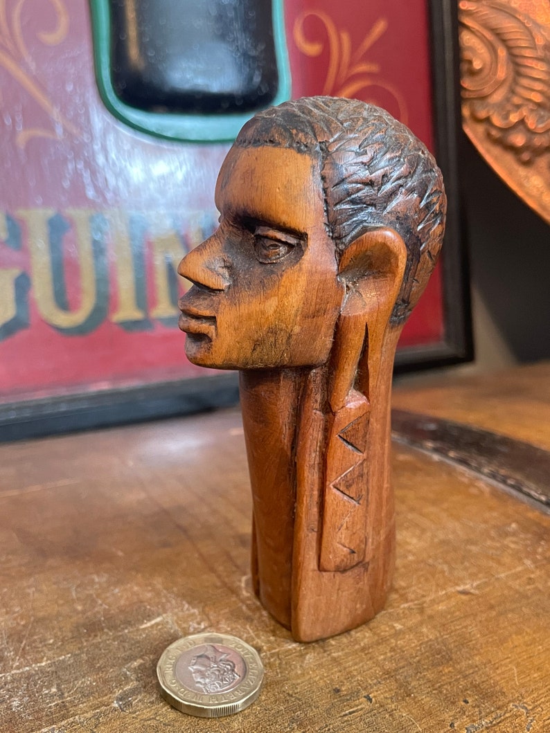 Vintage African Long Neck Bust Tribal Hand Carved Wooden Statue Figure ...