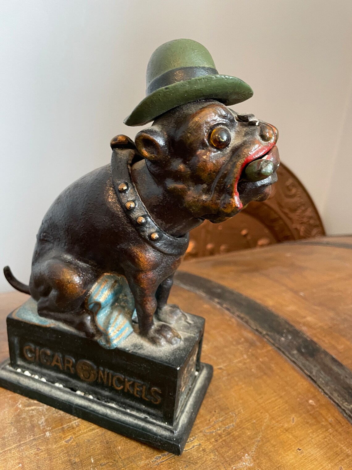 Vintage Ole Puffer Bull Dog Smoking a Cigar Cast Iron Coin Bank - Etsy