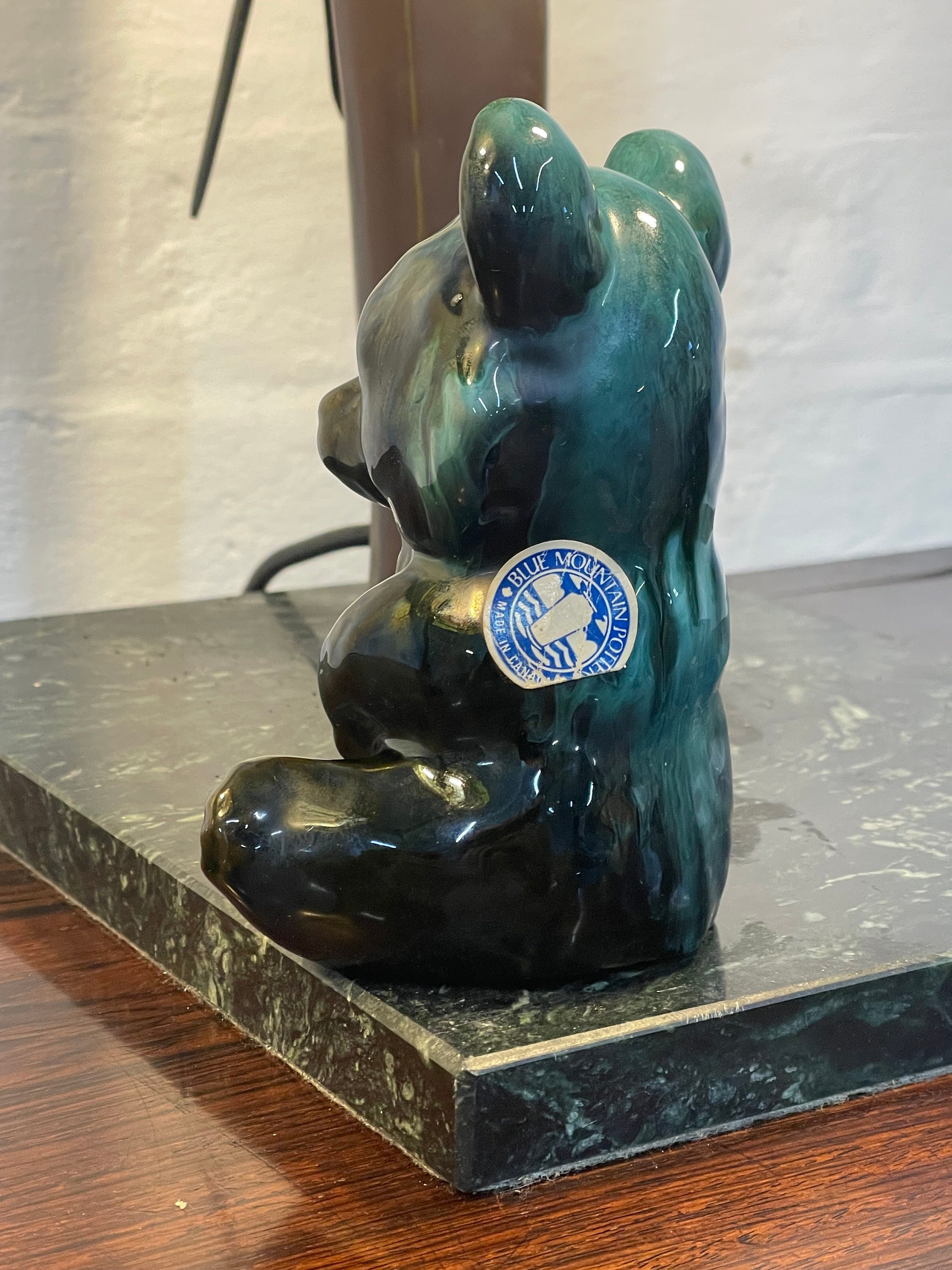Blue Mountain Bear Statue, Vintage Pottery Bear, 70s Drip Glaze, Made ...