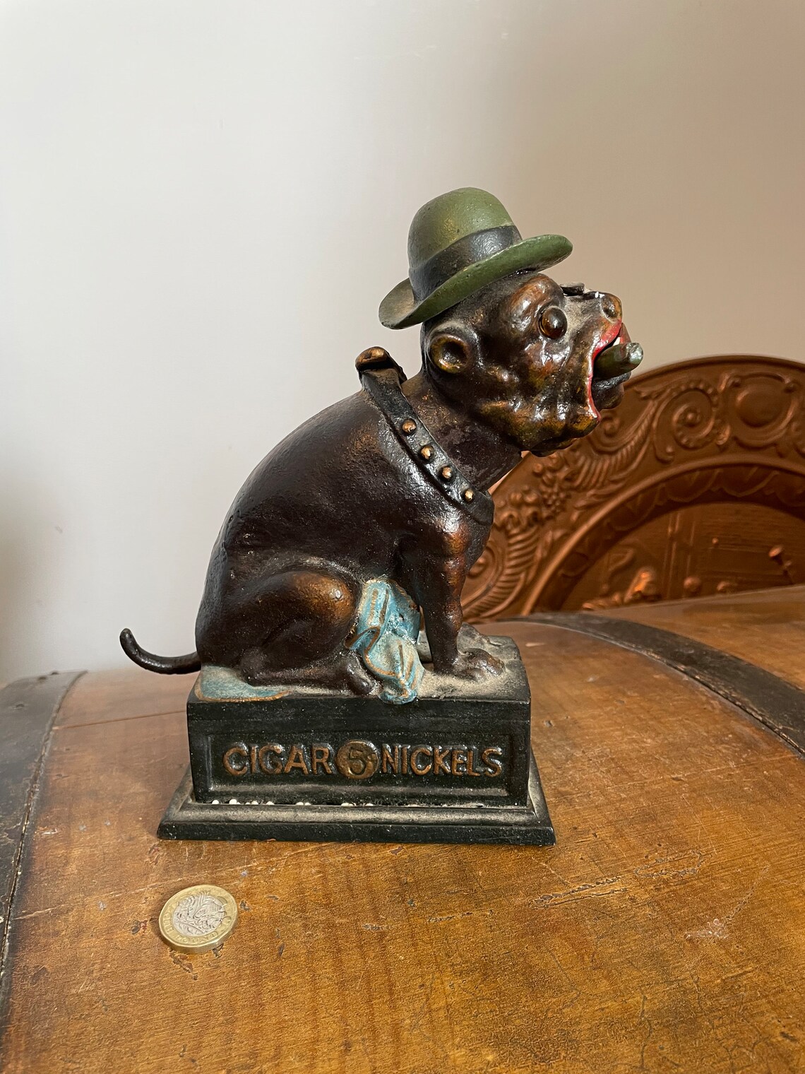 Vintage Ole Puffer Bull Dog Smoking a Cigar Cast Iron Coin Bank - Etsy