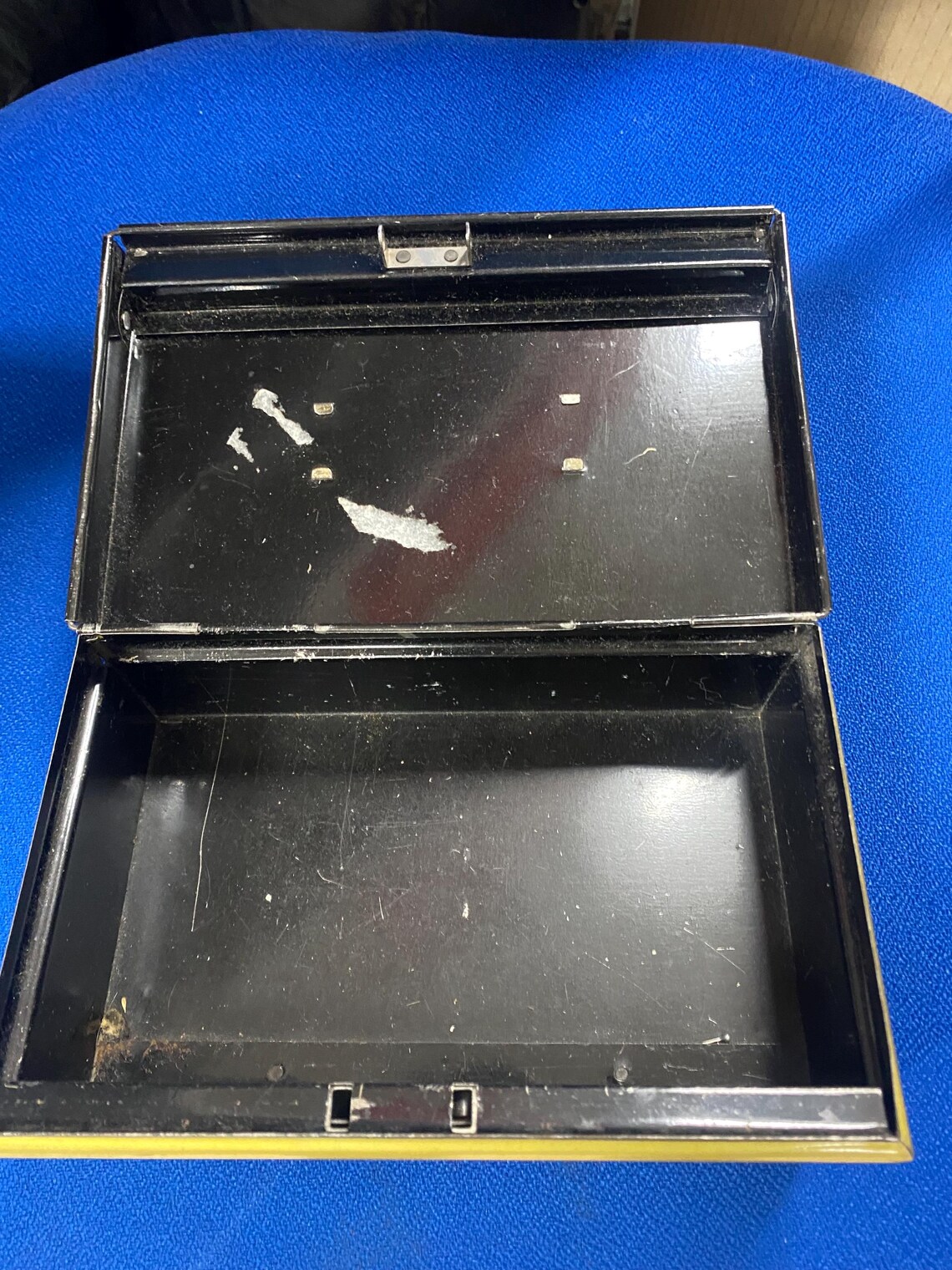 Vintage Chad Valley Tinplate Money Box ,metal Tin Empty Rectangle Black ...