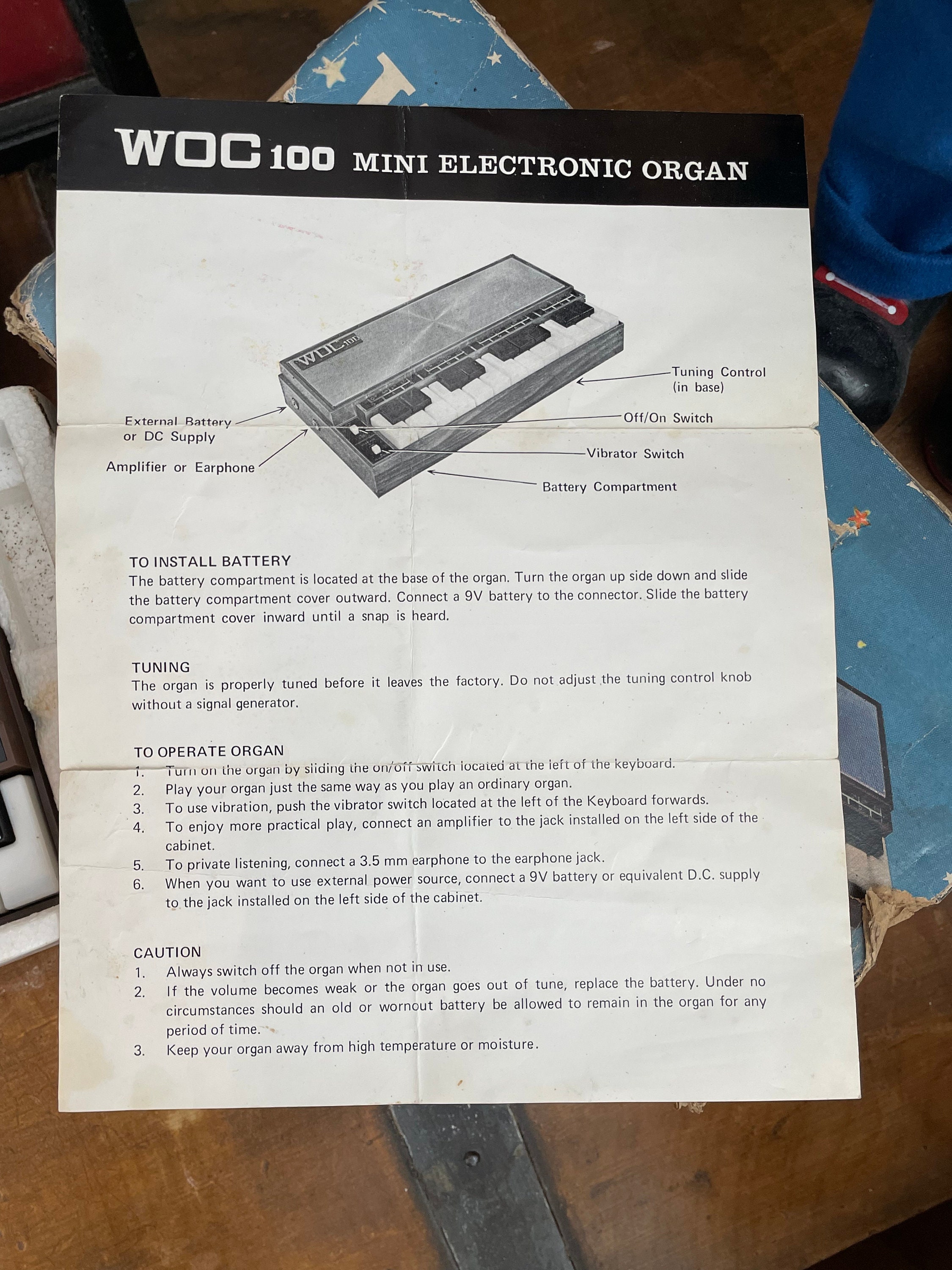 Woc 100 Mini Keyboard 1970s Grey 9v Vintage Synth - Etsy