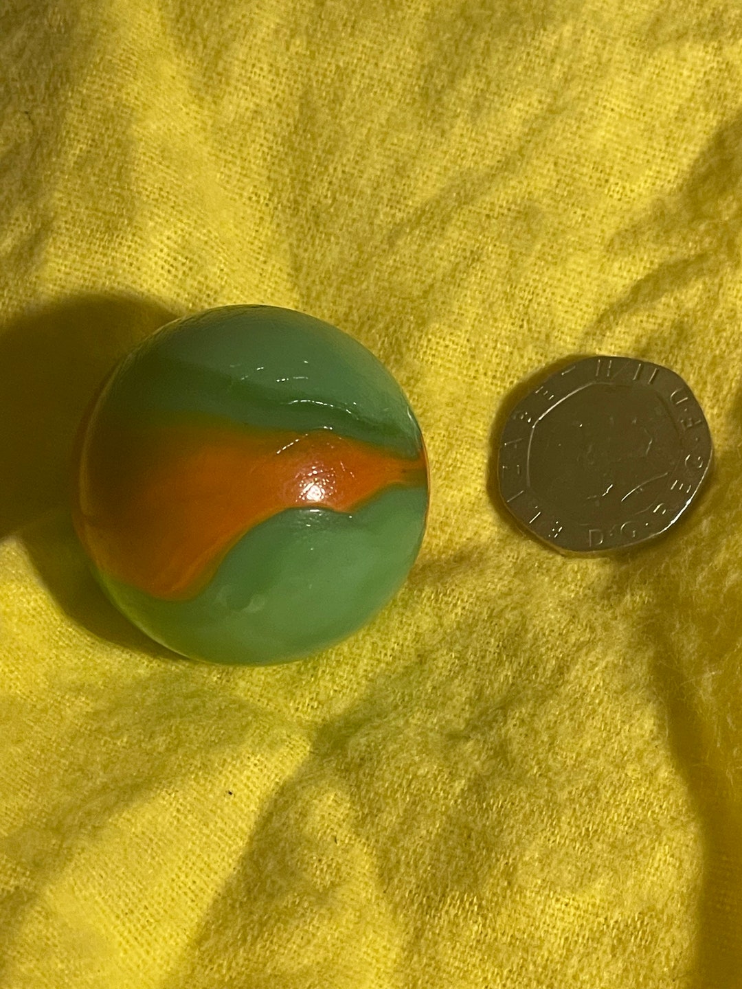 Vintage HTF Peltier Clear Base Marble Red Yellow Marble Mint .61"" #10 ...