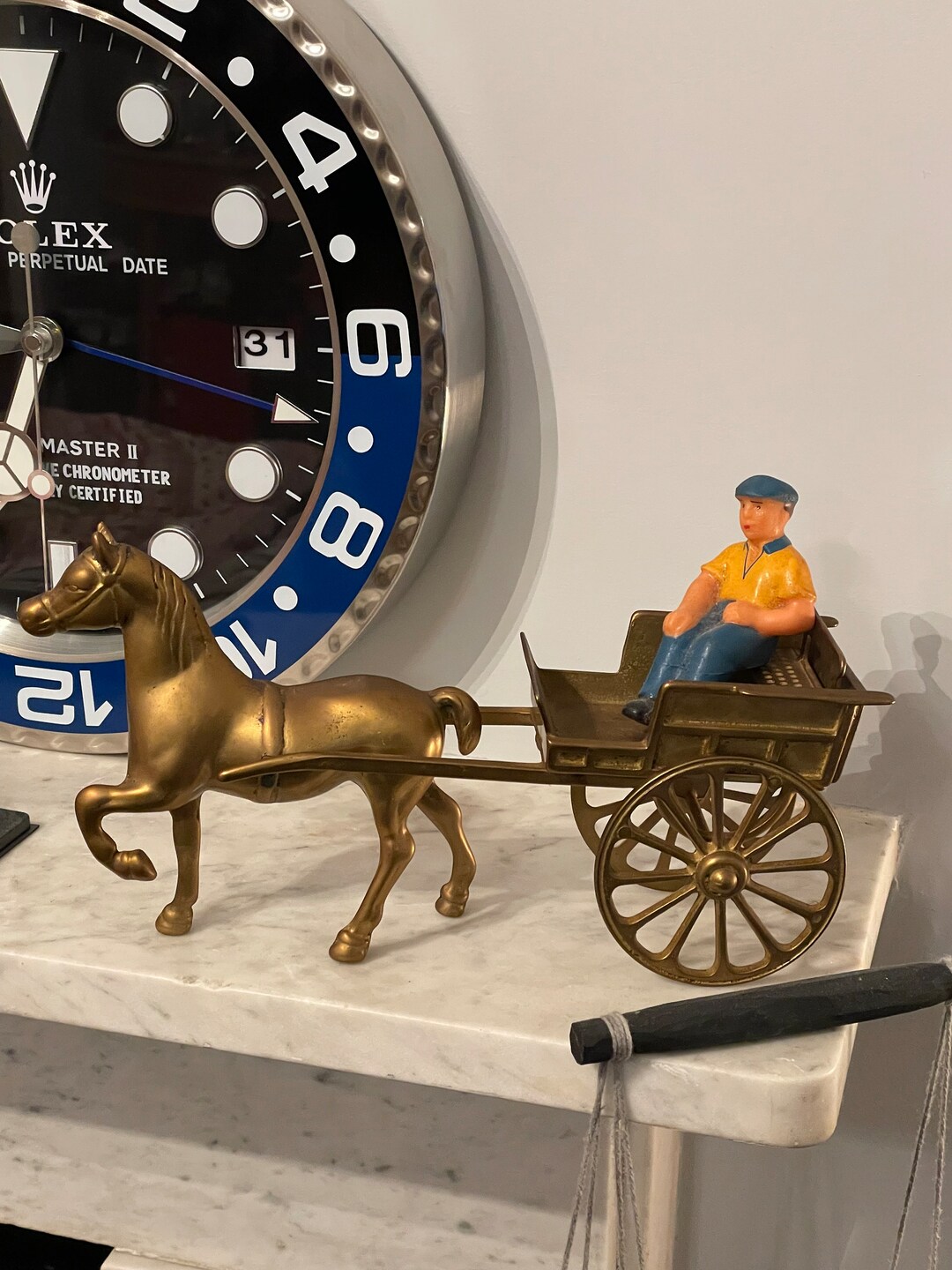 Vintage Old Antique Solid BRASS Horse Jib Carriage Pulling Cart Olde ...