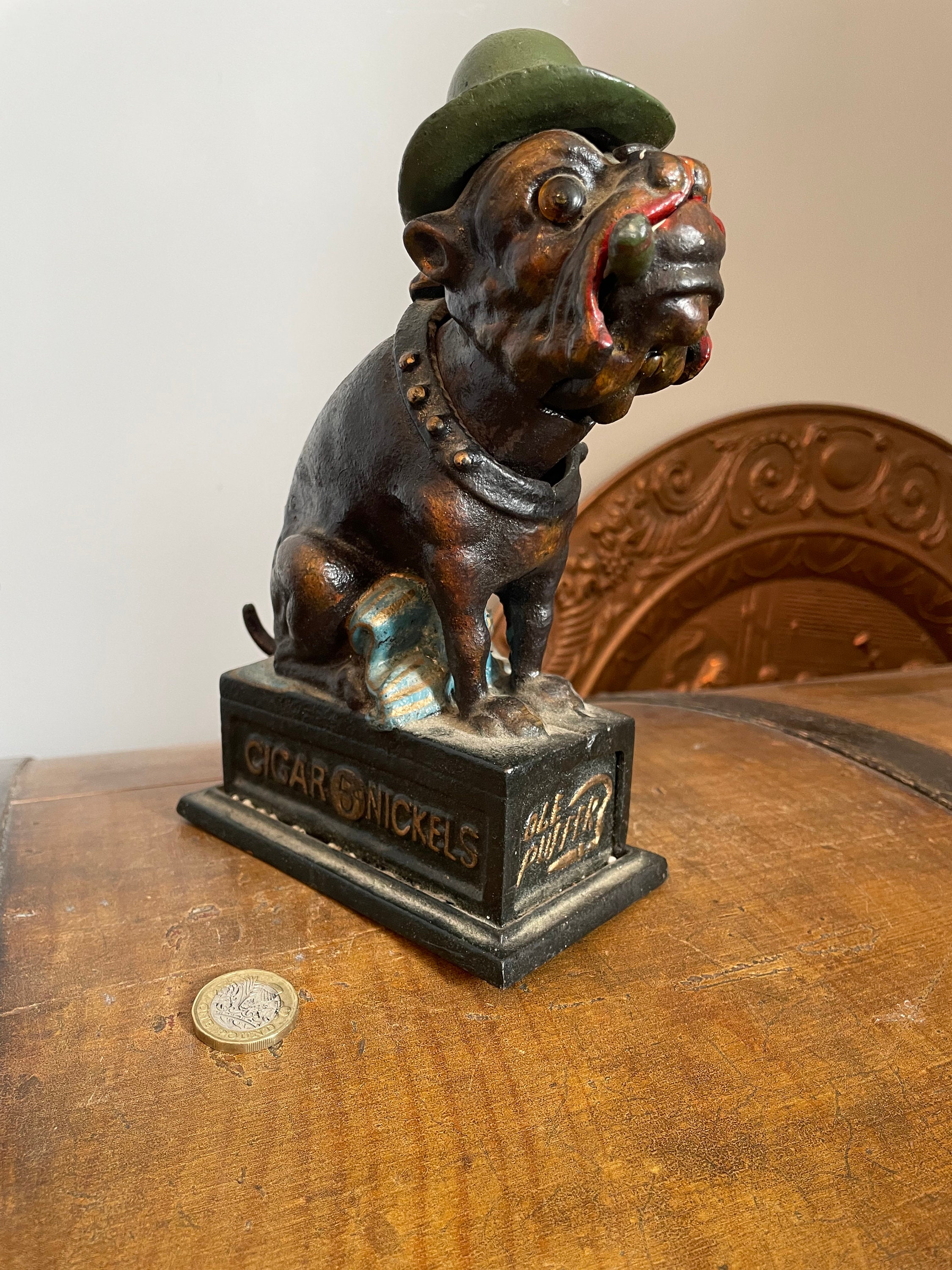 Vintage Ole Puffer Bull Dog Smoking a Cigar Cast Iron Coin Bank - Etsy