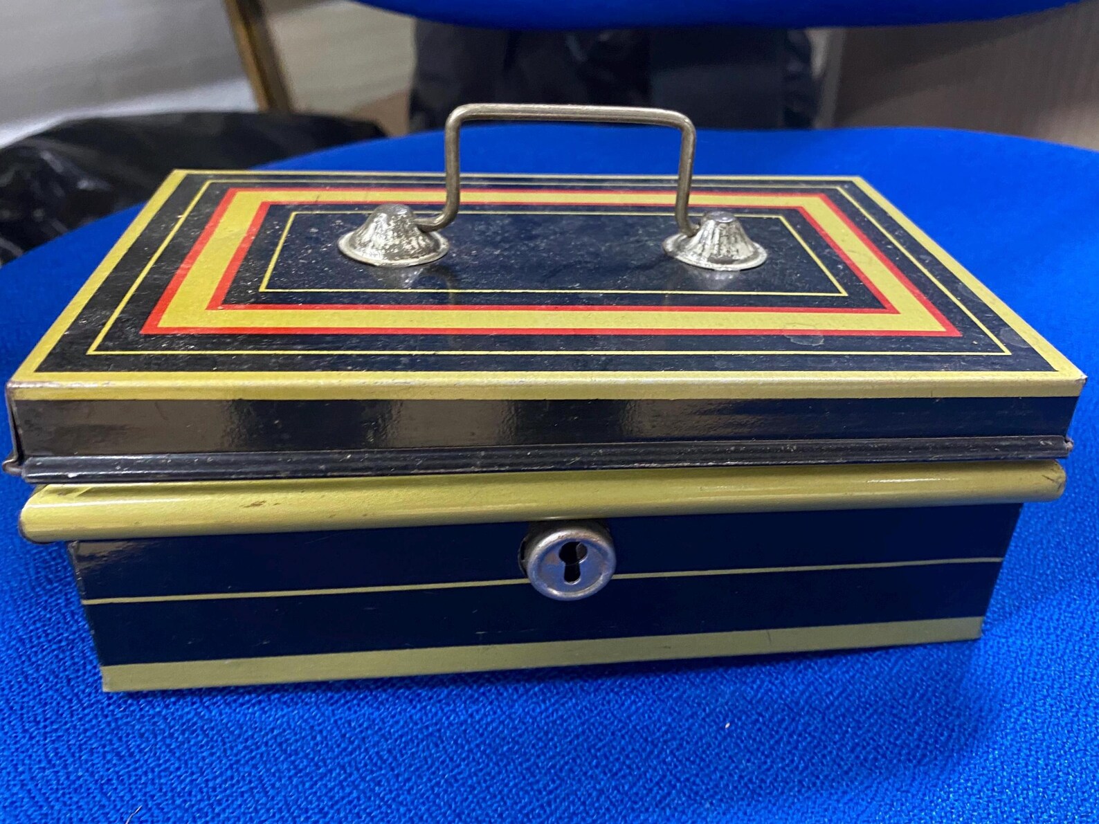 Vintage Chad Valley Tinplate Money Box ,metal Tin Empty Rectangle Black ...