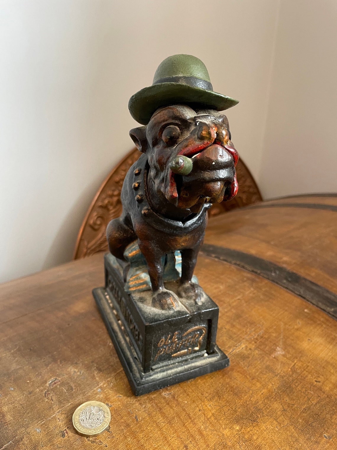 Vintage Ole Puffer Bull Dog Smoking a Cigar Cast Iron Coin Bank - Etsy