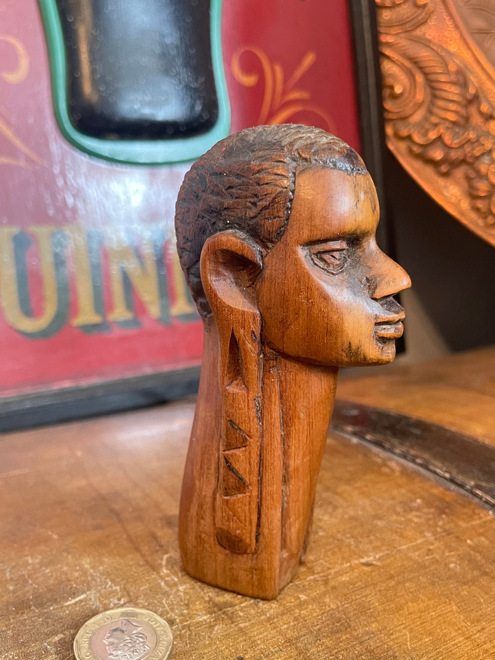 Vintage African Long Neck Bust Tribal Hand Carved Wooden Statue Figure ...