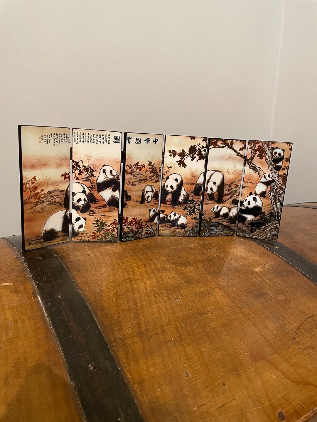 An Imitation of an Ancient Small Screen Giant Panda Lacquer Crafts ...