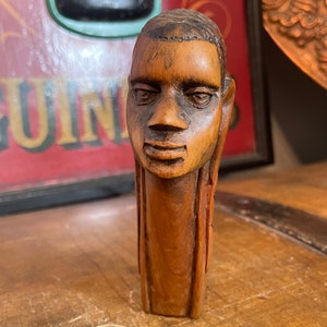Vintage African Long Neck Bust Tribal Hand Carved Wooden Statue Figure ...